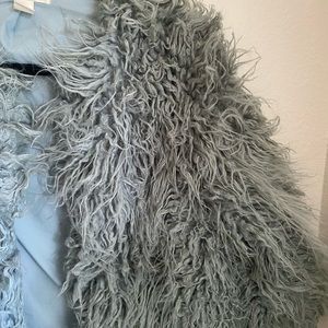 H&M | Jackets & Coats | Dusty Blue Fuzzy Jacket | Poshmark
